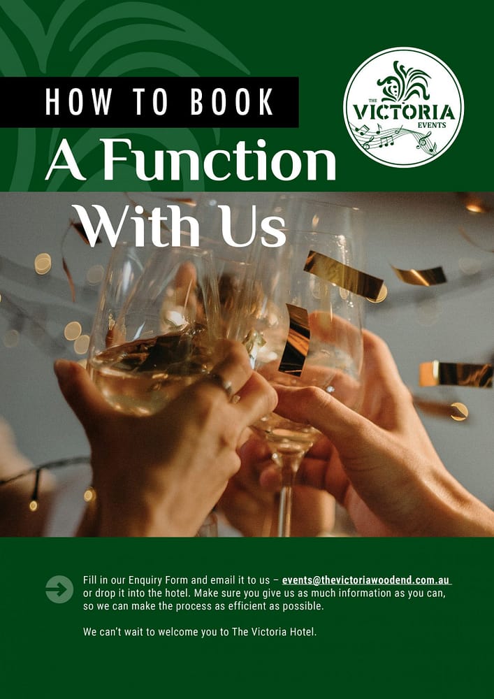 How To Book A Function - The Victoria Hotel, Woodend